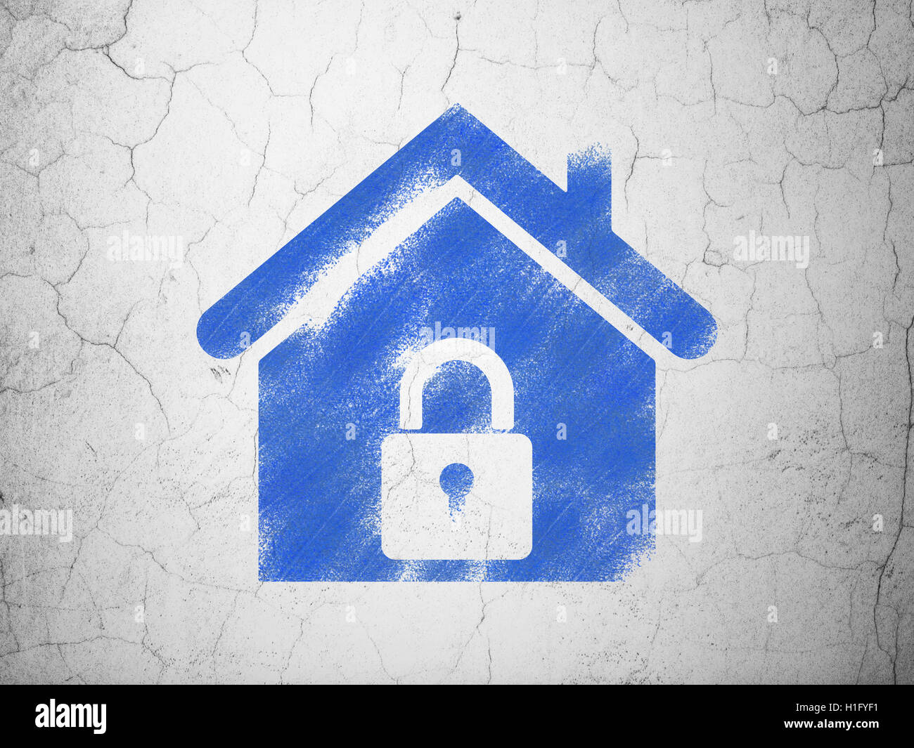 Security concept: Home on wall background Stock Photo - Alamy