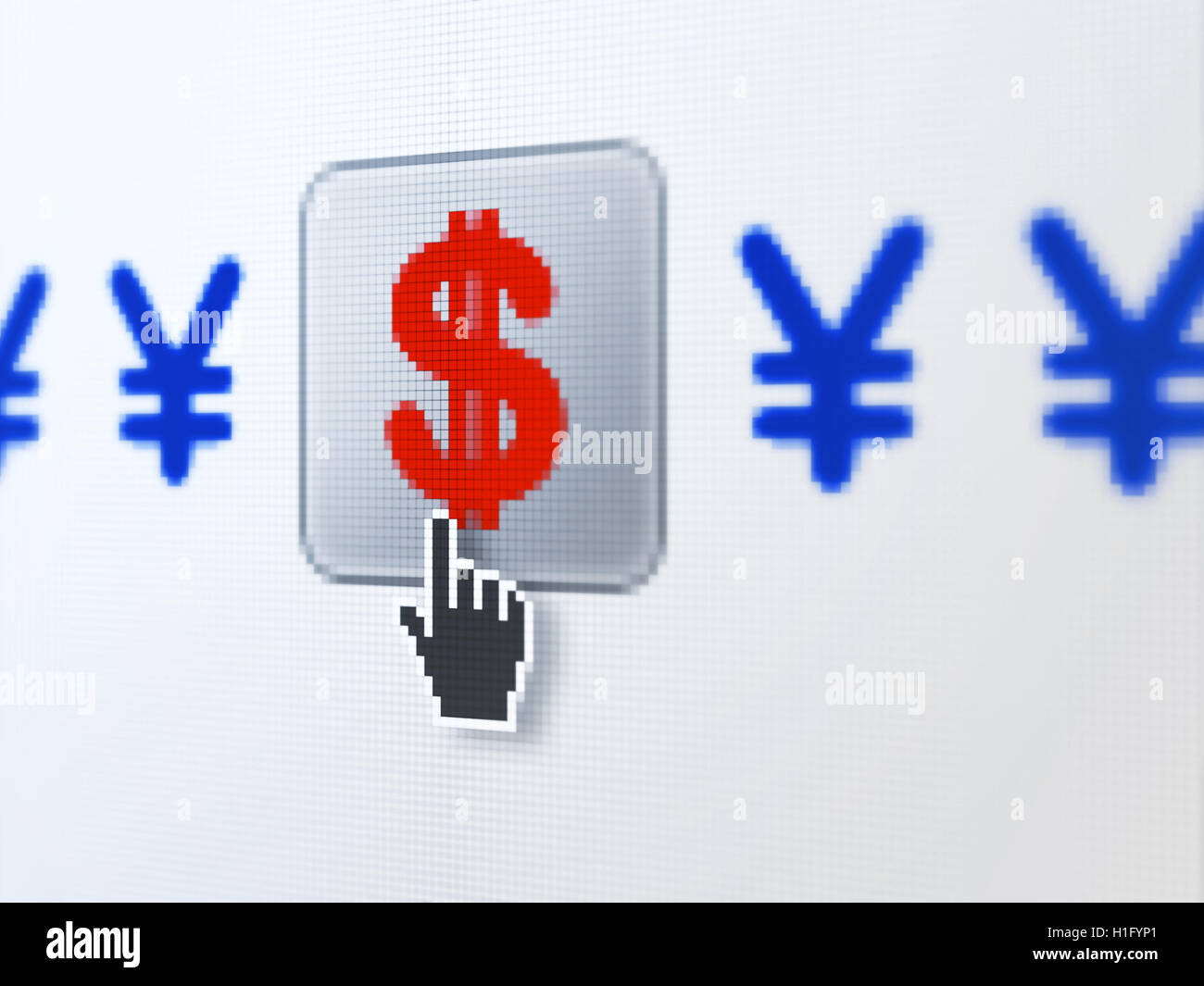 Currency concept: Dollar And Yen on digital computer screen Stock Photo ...