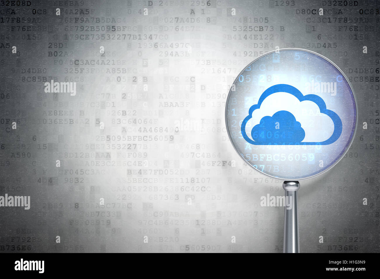 Cloud networking concept: Cloud with optical glass on digital ...