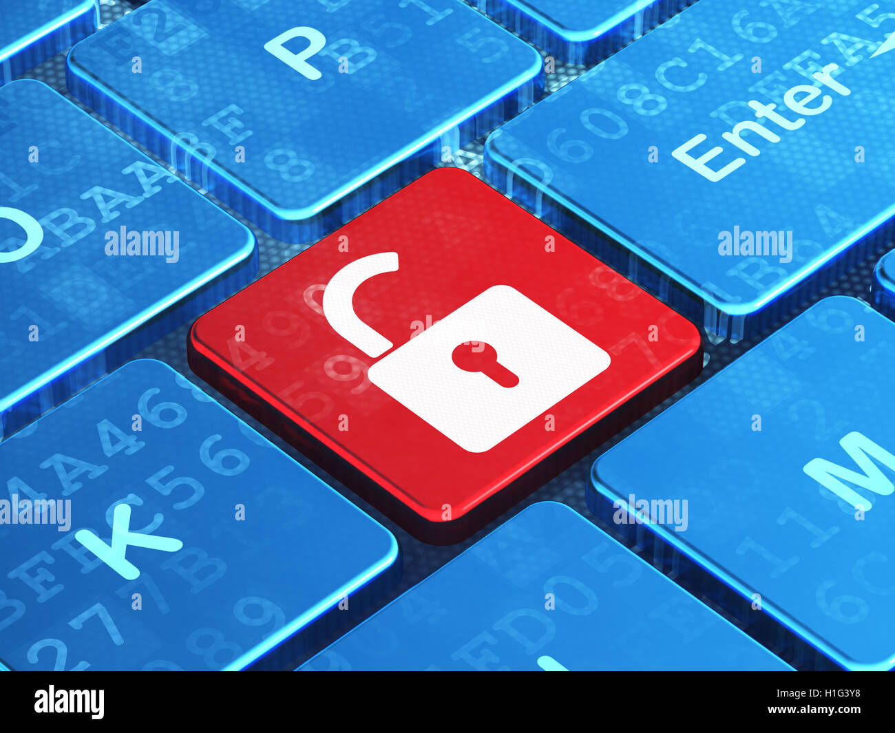 Information concept: Opened Padlock on computer keyboard background Stock Photo - Alamy