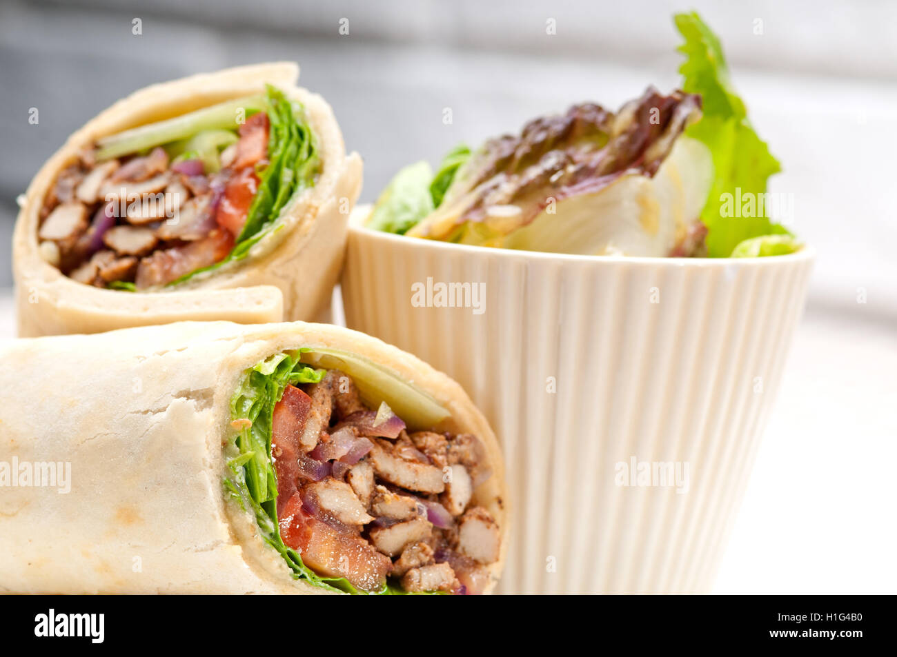 kafta shawarma chicken pita wrap roll sandwich Stock Photo - Alamy