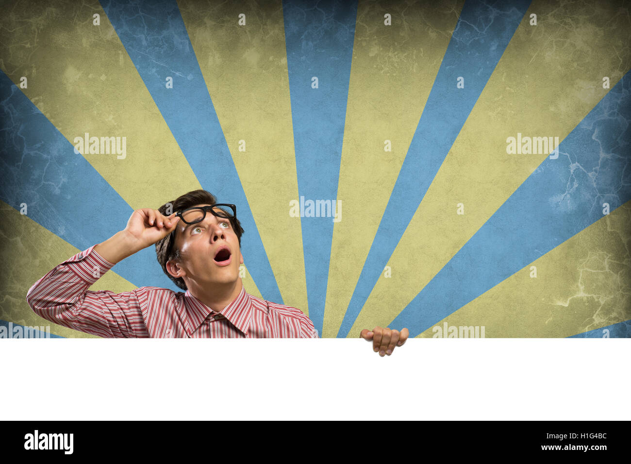man holding a banner Stock Photo - Alamy