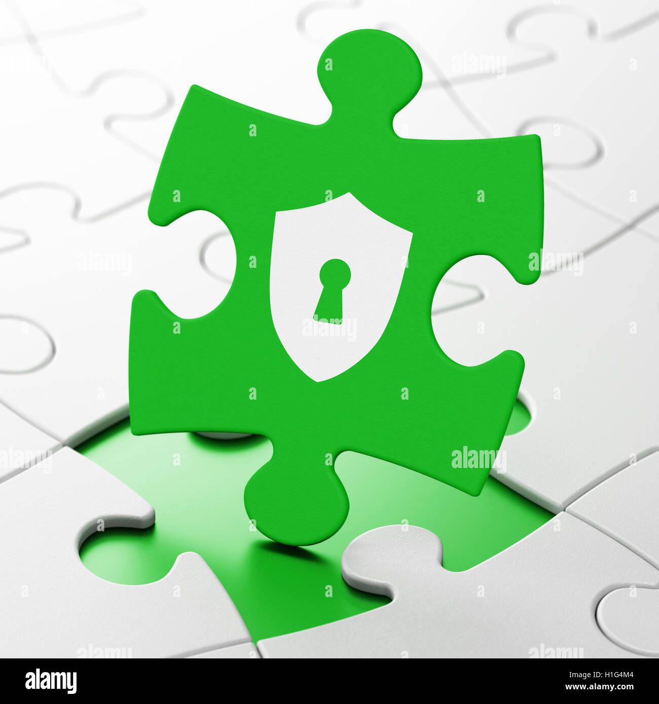 Privacy concept: Shield With Keyhole on puzzle background Stock Photo ...