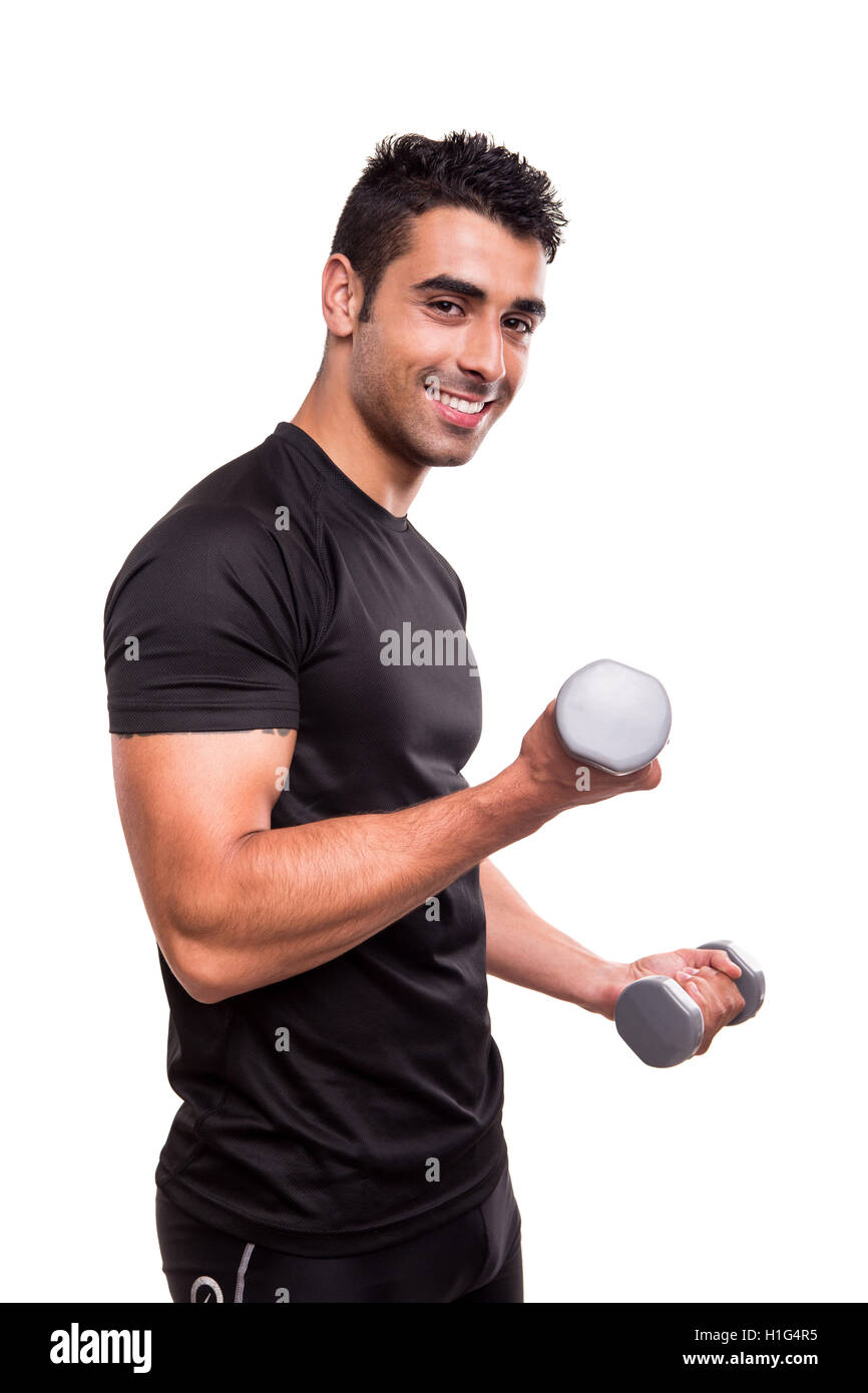 Man lifting weights Stock Photo - Alamy