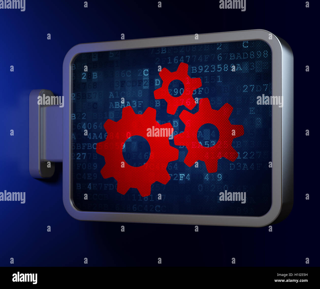Web development concept: Gears on billboard background Stock Photo - Alamy