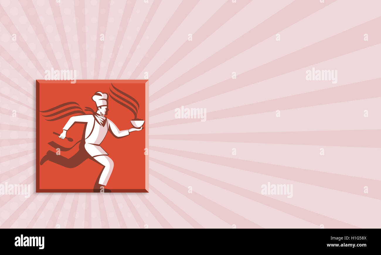 Chef Cook Baker Running With Soup Bowl Stock Photo - Alamy