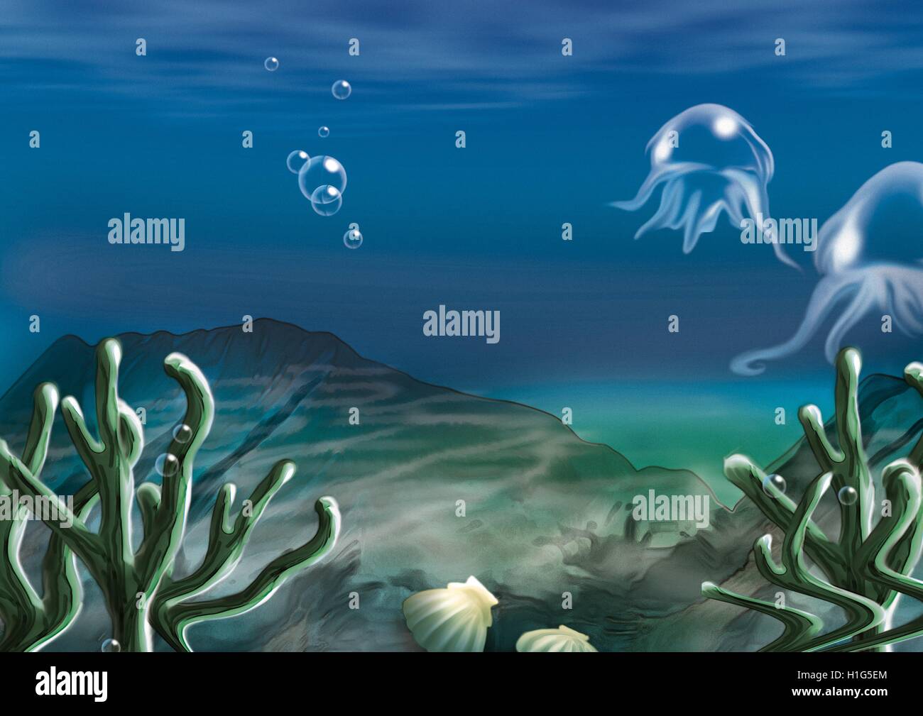 Underwater scene drawing hi-res stock photography and images - Alamy