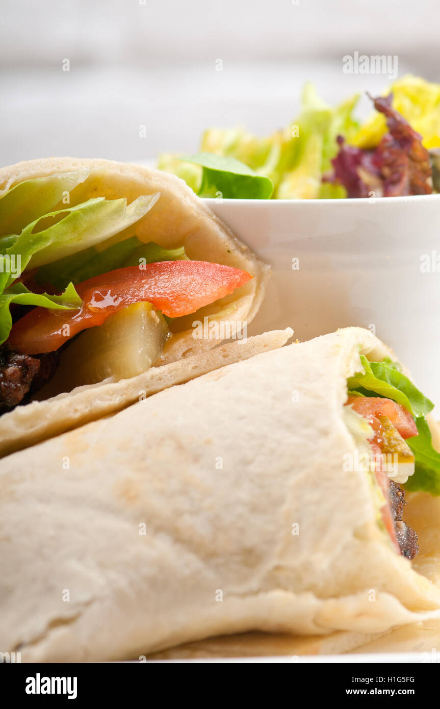 kafta shawarma chicken pita wrap roll sandwich Stock Photo - Alamy
