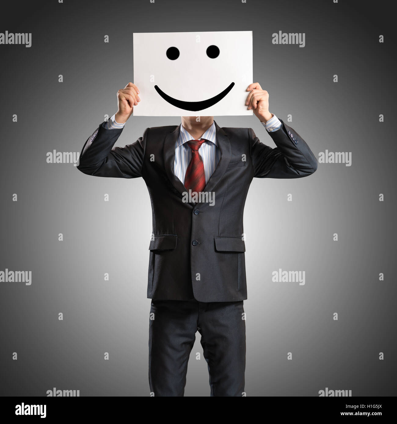 business man holding a poster Stock Photo - Alamy
