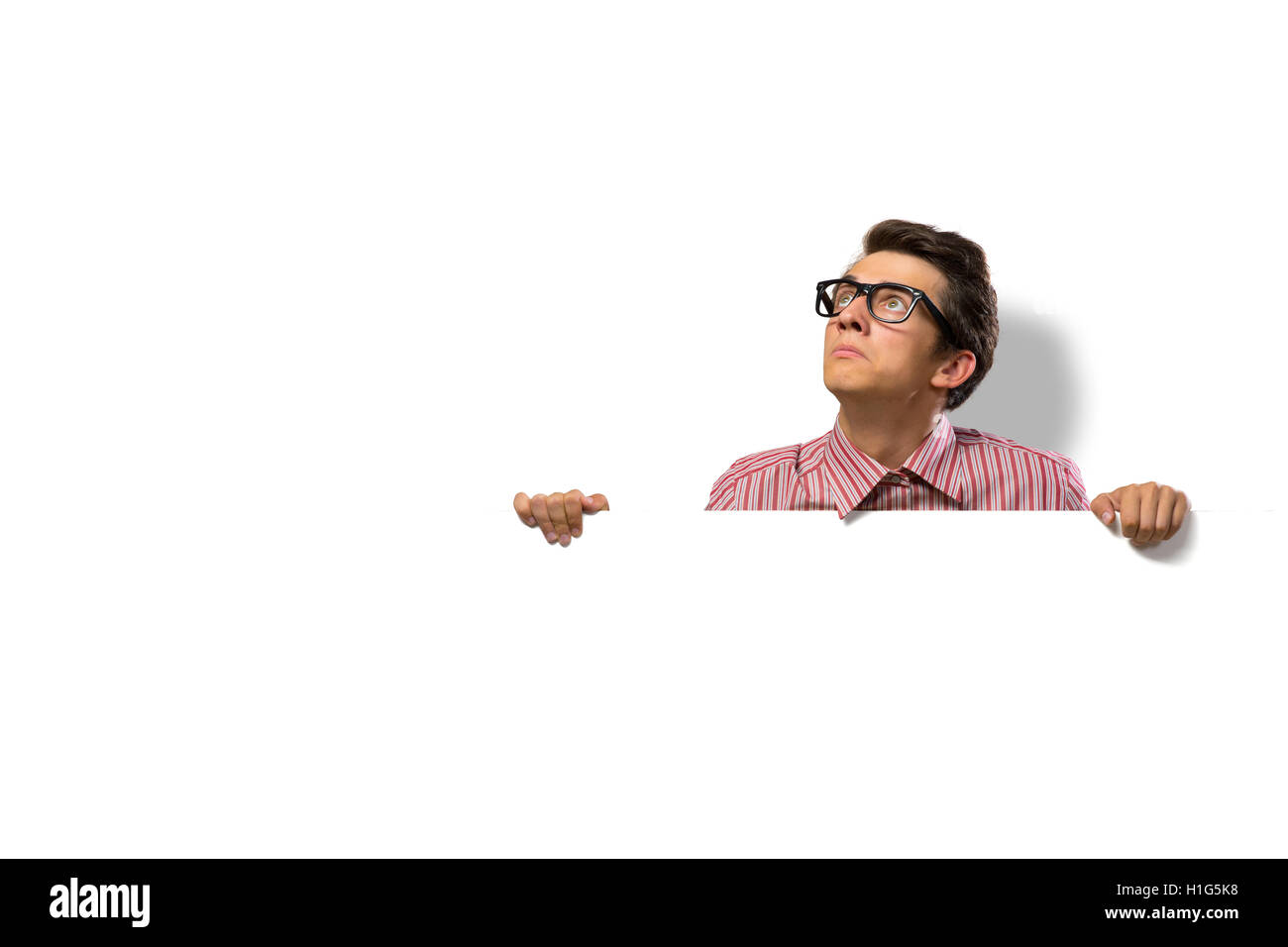 man holding a banner Stock Photo - Alamy