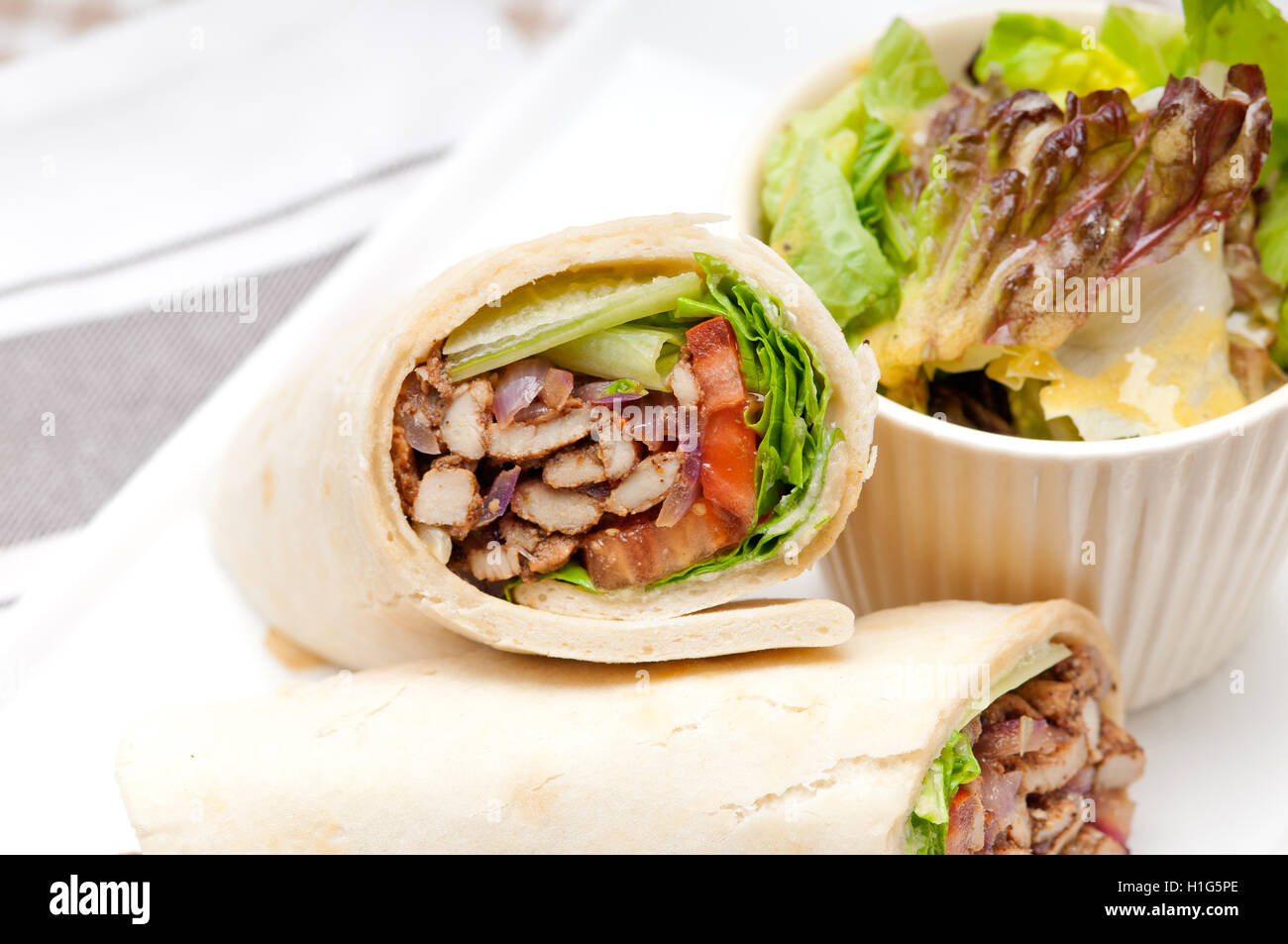 kafta shawarma chicken pita wrap roll sandwich Stock Photo - Alamy