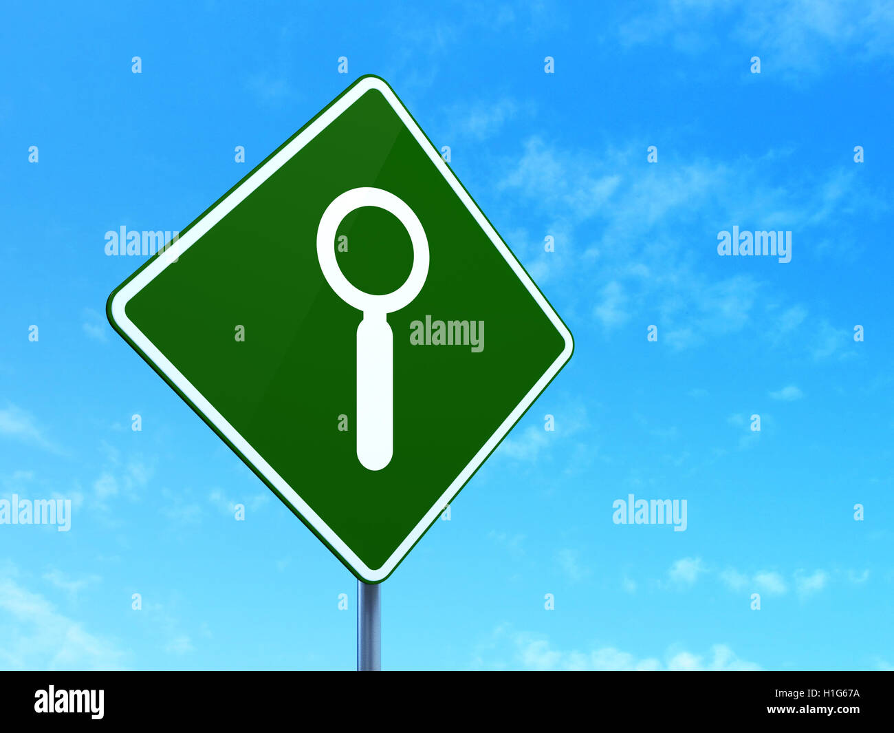 Information concept: Search on road sign background Stock Photo - Alamy