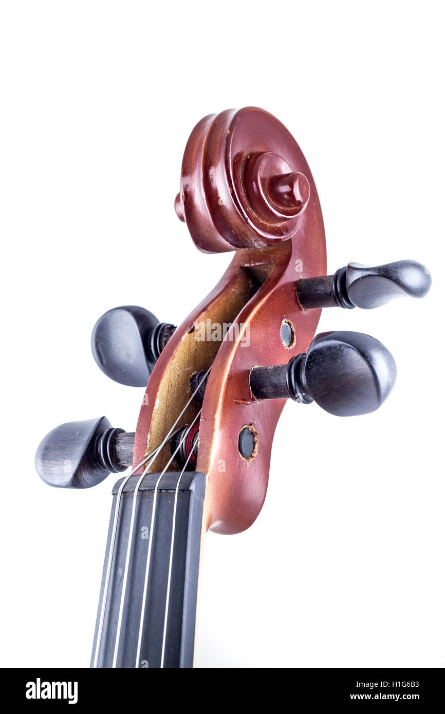 Wooden Violin front view isolated on white, vintage Stock Photo - Alamy