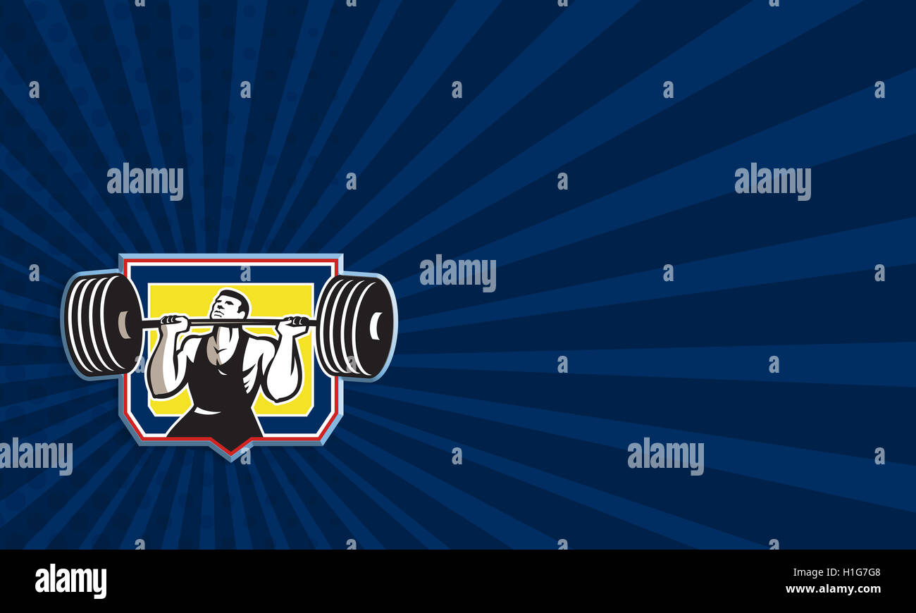 Weightlifter Lifting Heavy Barbell Retro Stock Photo - Alamy