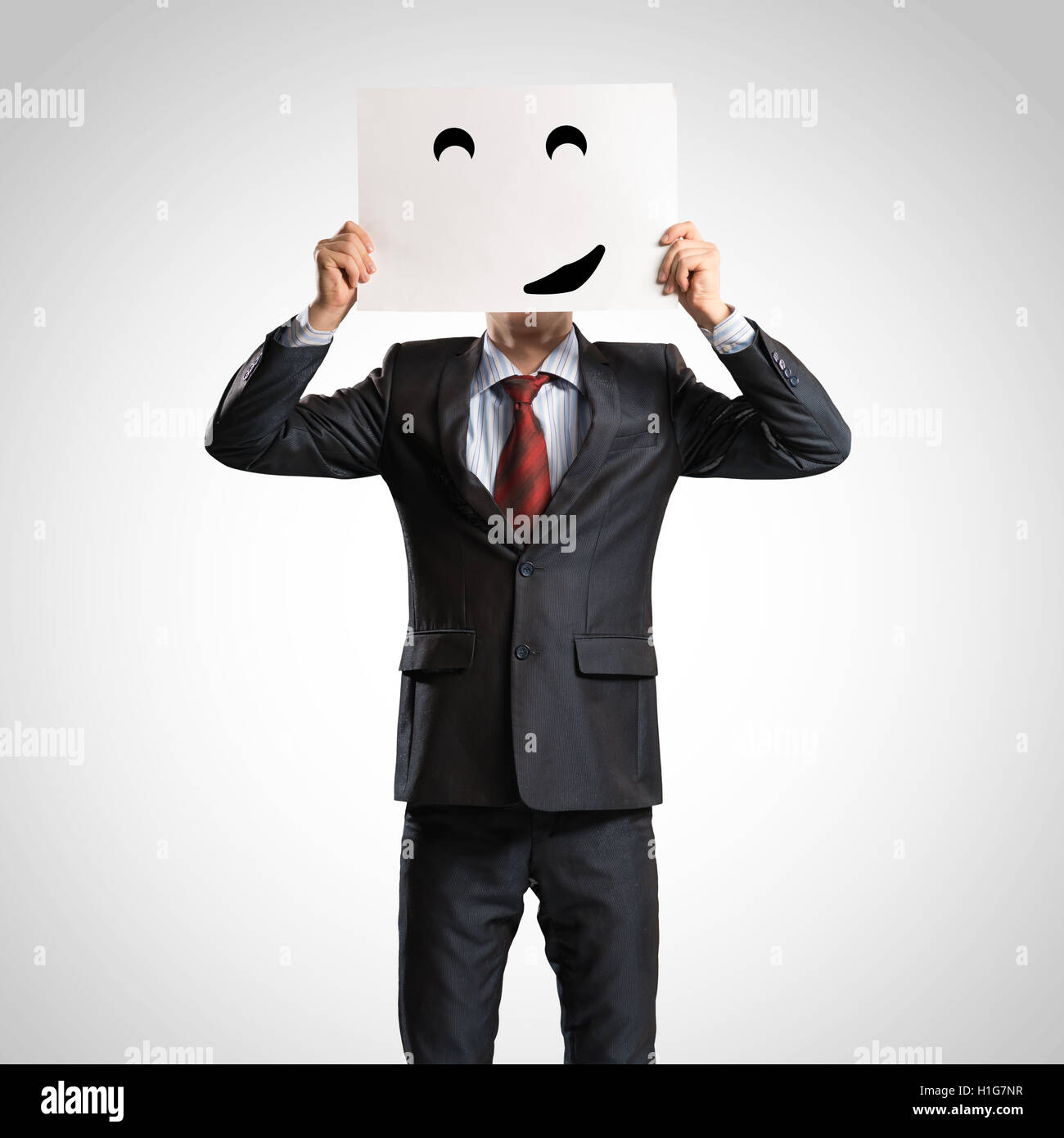 business man holding a poster Stock Photo - Alamy