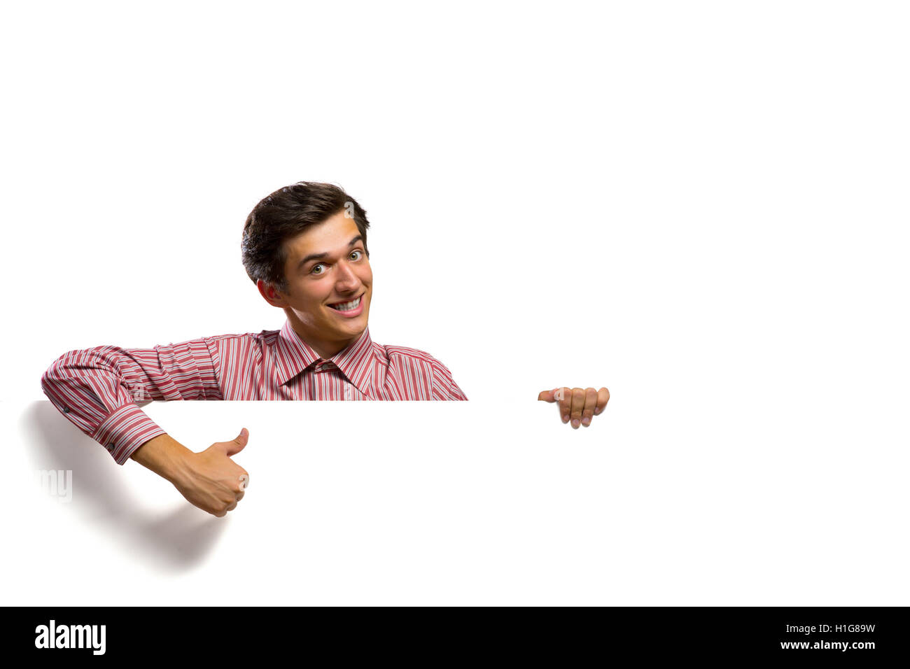 man holding a banner Stock Photo - Alamy
