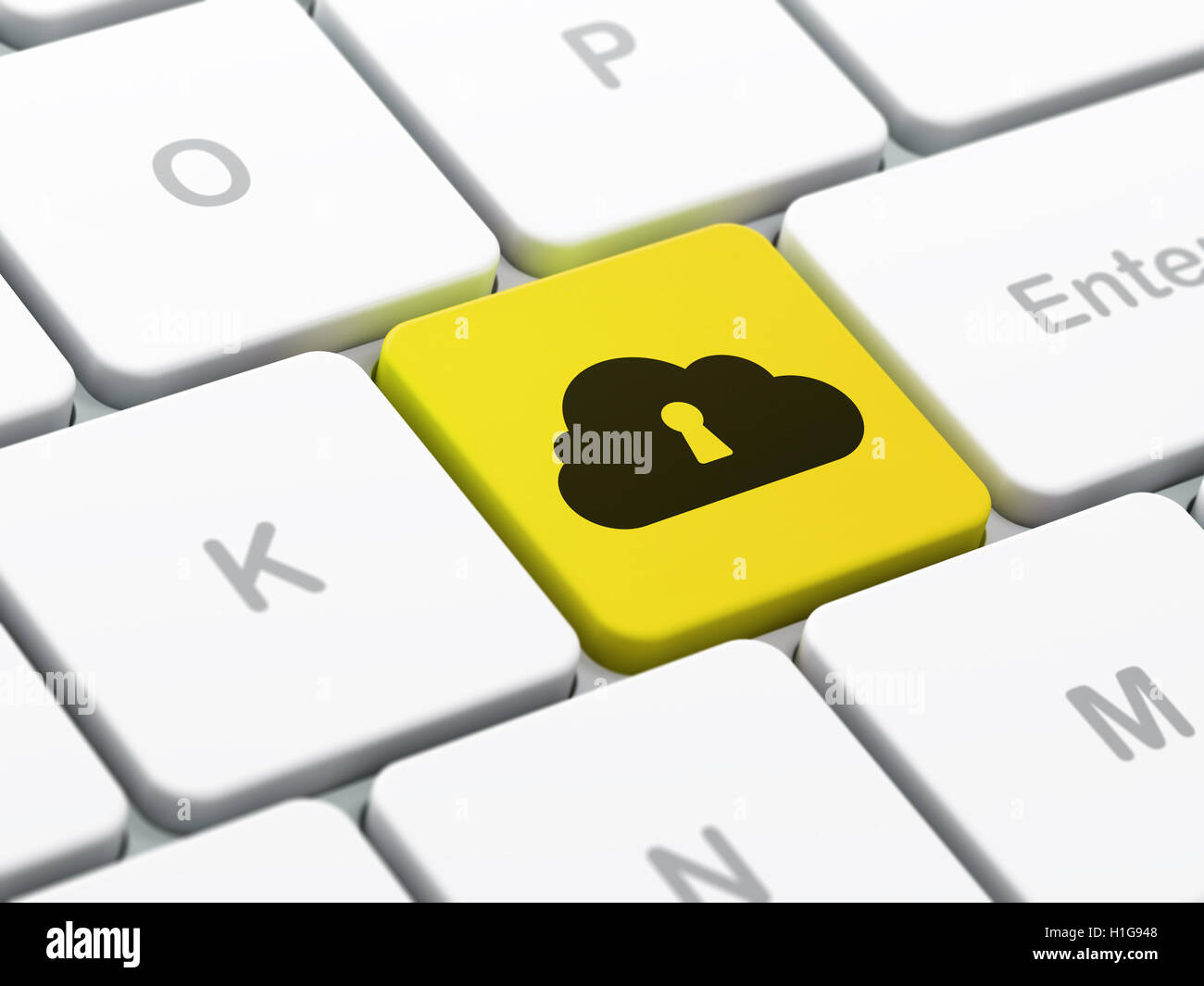 Cloud computing concept: Cloud With Keyhole on computer keyboard ...