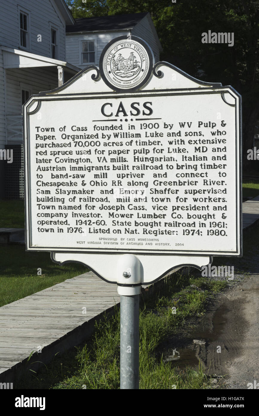 West Virginia, Cass, historic company town, sign Stock Photo - Alamy