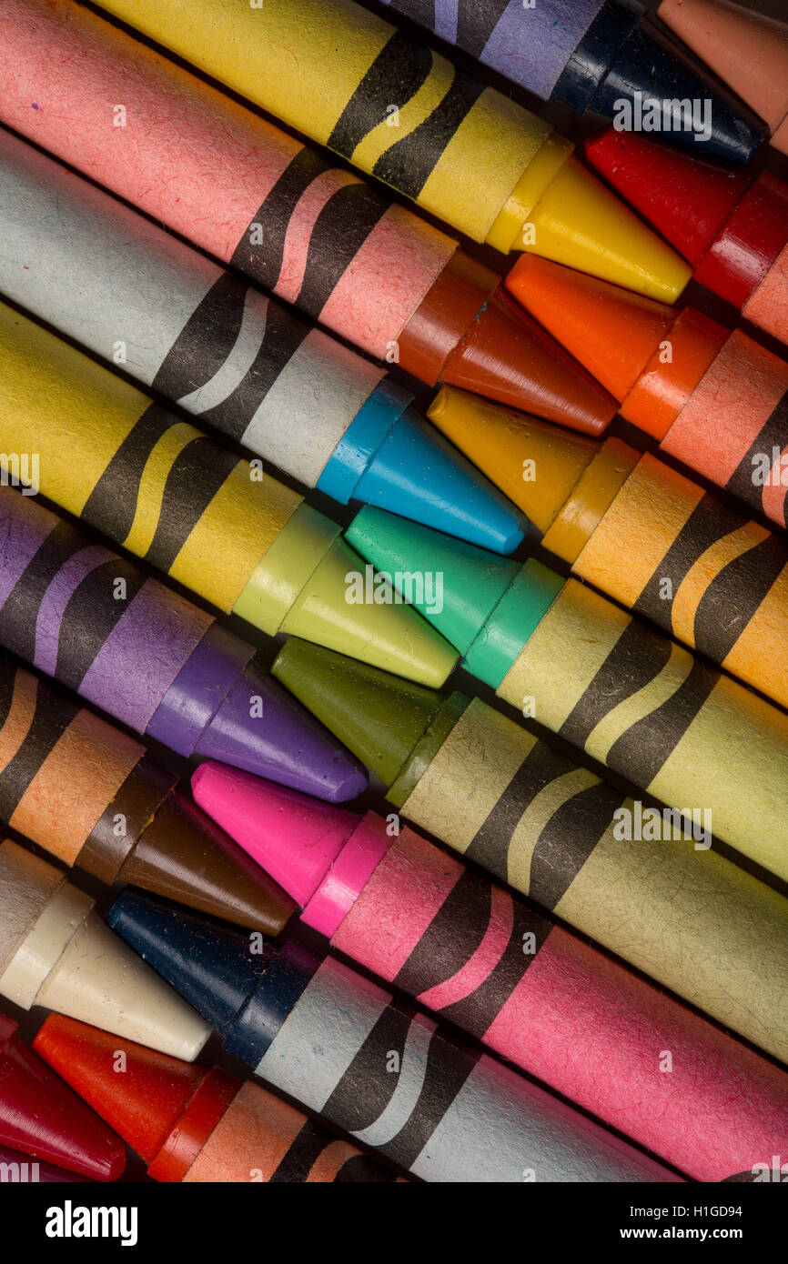 Two rows of alternating crayons fitted together. A mix of multiple ...
