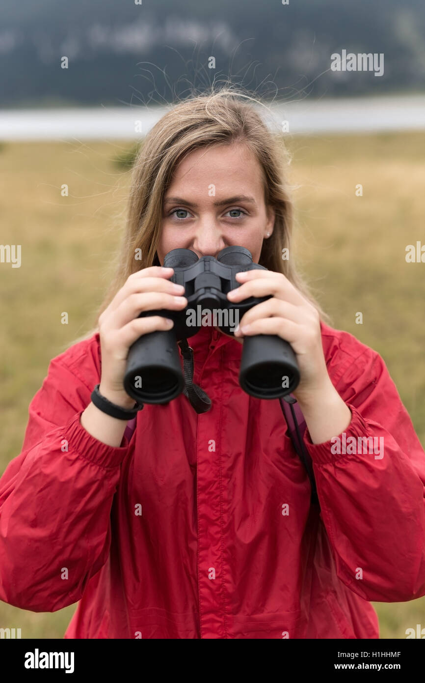woman tourist on a background of mountains Stock Photo - Alamy