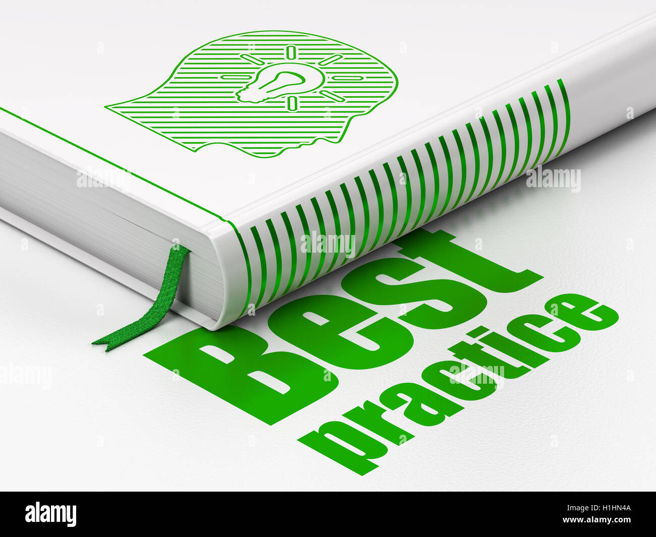Education concept: book Head With Light Bulb, Best Practice on white ...