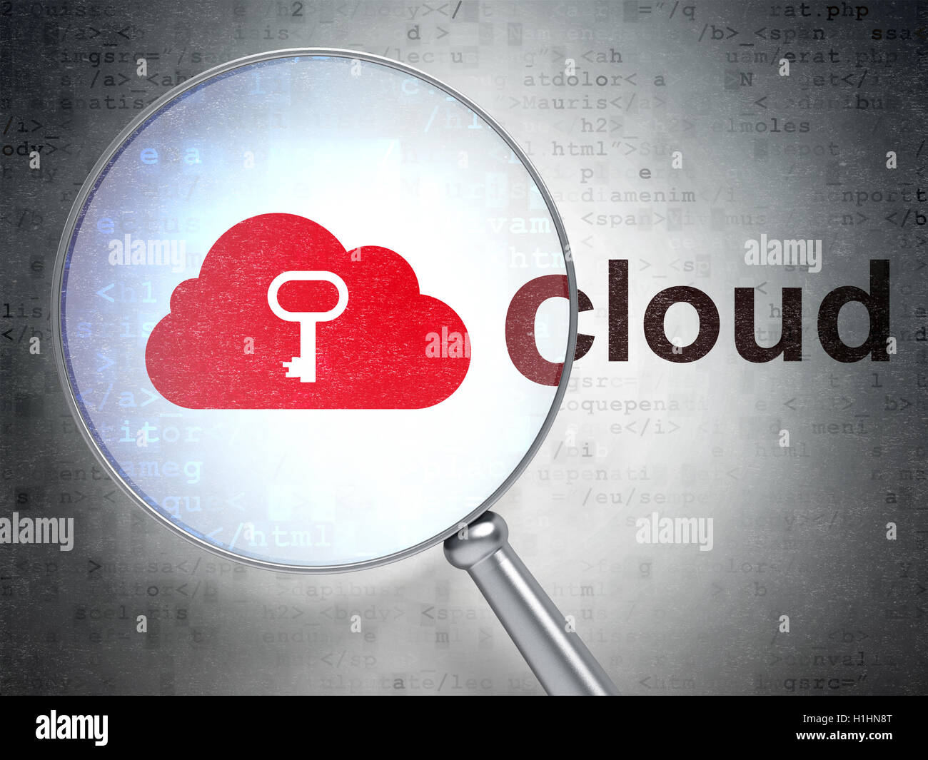 Cloud networking concept: Cloud With Key and Cloud with optical glass ...