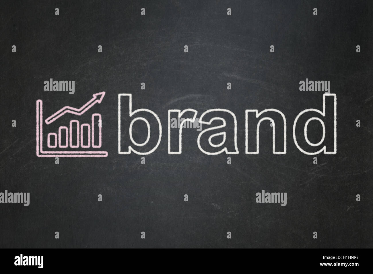 Advertising concept: Growth Graph and Brand on chalkboard background ...