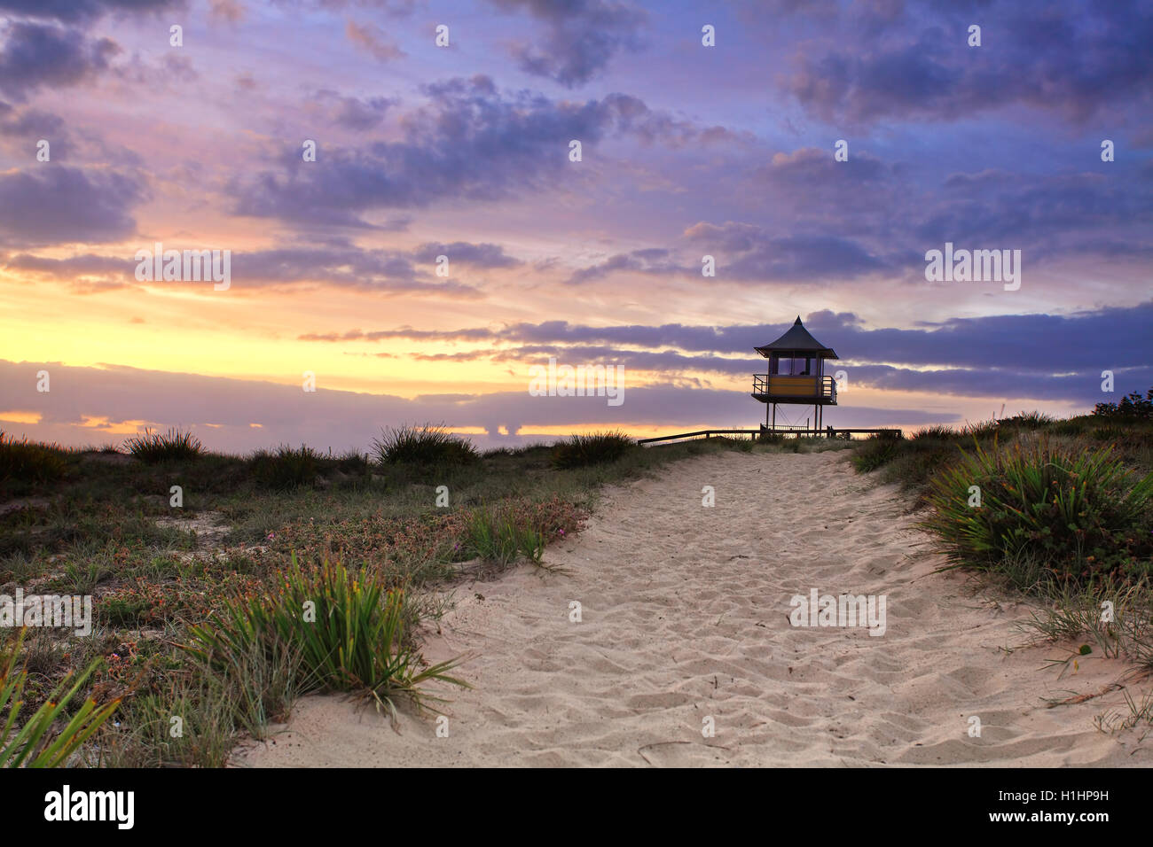 Sandy Beach Path, Sunrise Stock Photo - Alamy