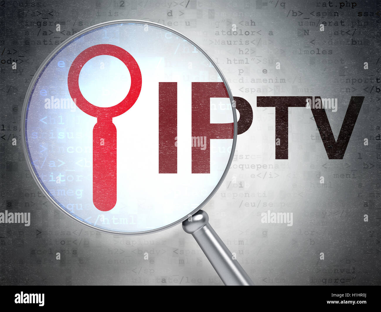 Web design concept: Search and IPTV with optical glass Stock Photo - Alamy