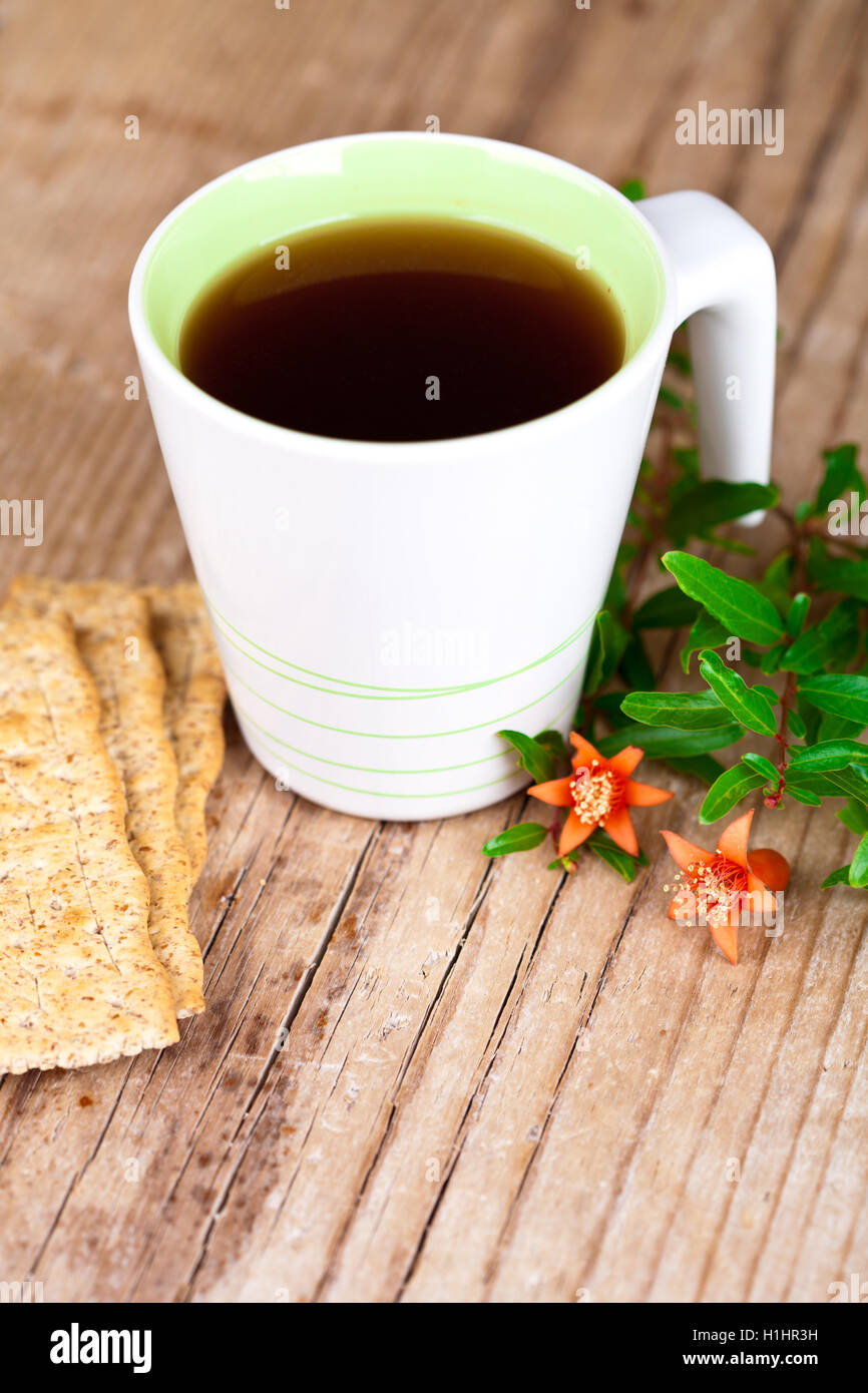 cup of tea and crackers for breakfast Stock Photo - Alamy