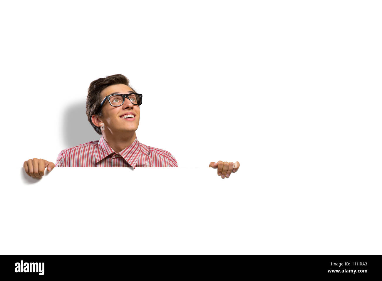 man holding a banner Stock Photo - Alamy