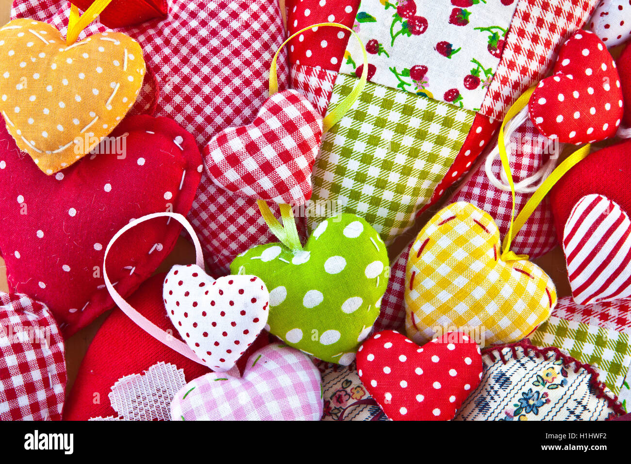 Colorful hearts made from different patterns Stock Photo - Alamy