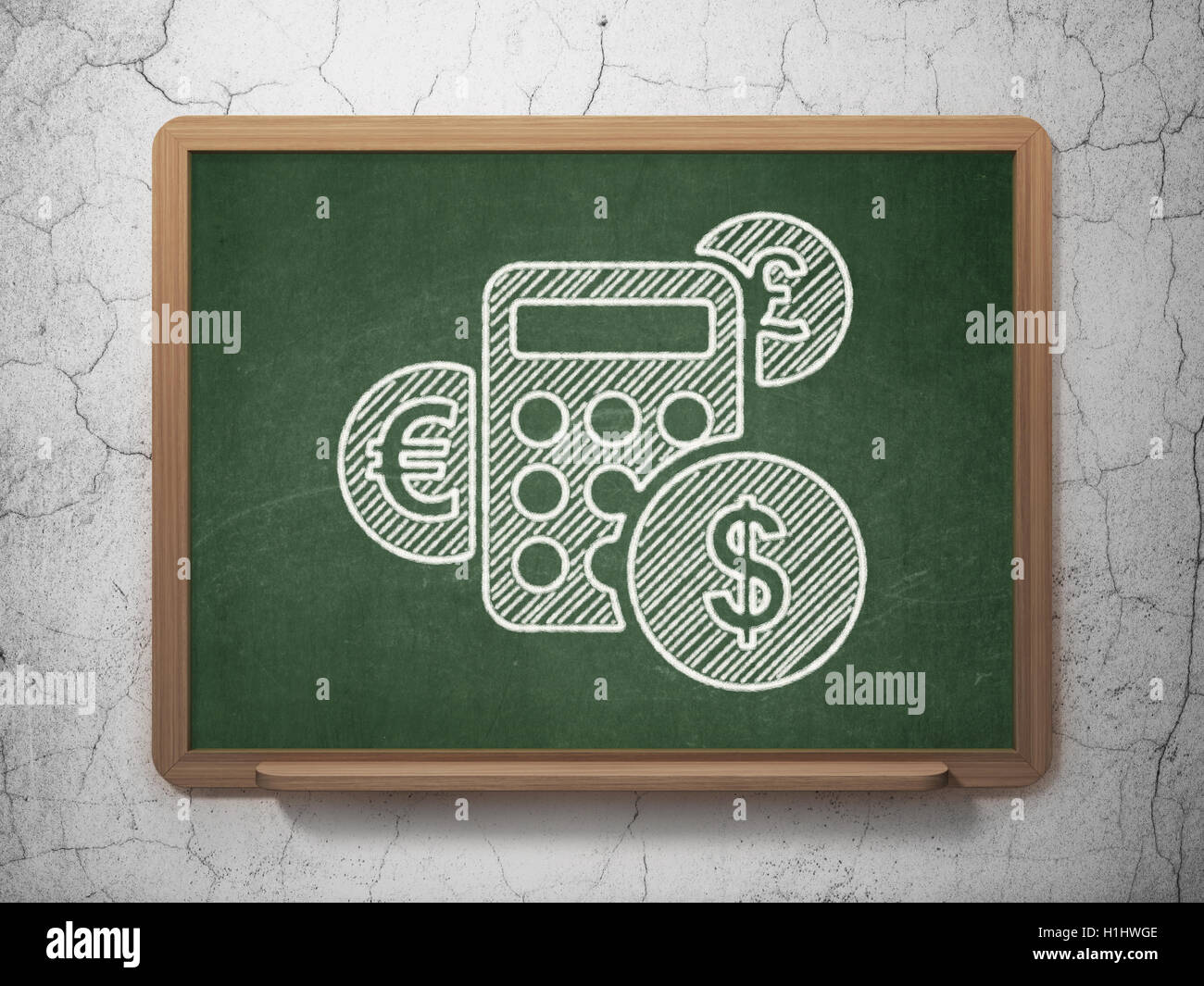 Business concept: Calculator on chalkboard background Stock Photo - Alamy
