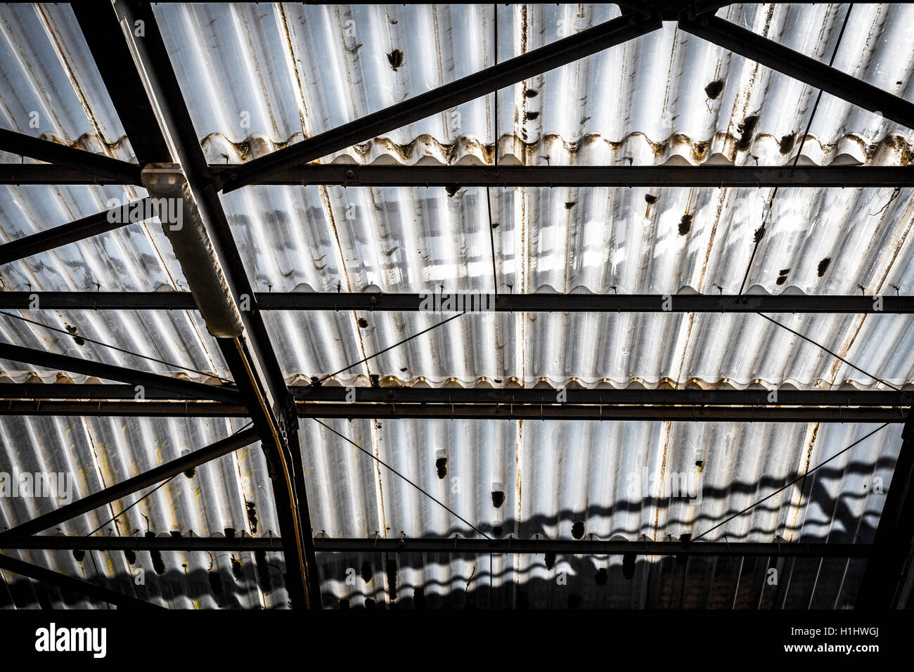 old corrugated polycarbonate roof with rusty construction Stock Photo ...