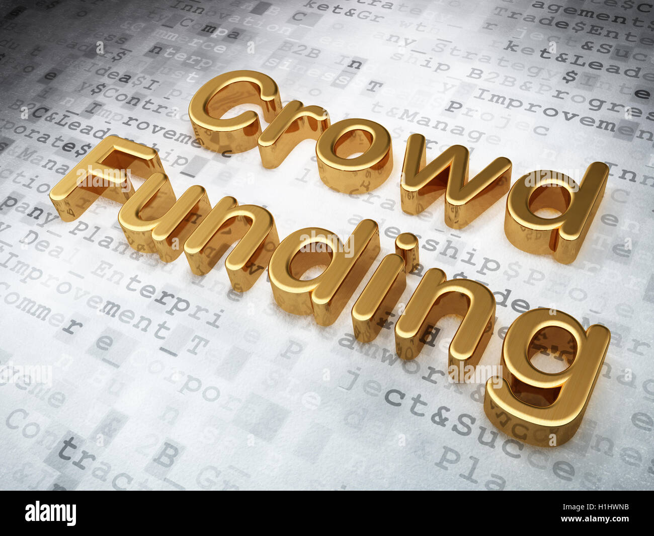 Finance concept: Golden Crowd Funding on digital background Stock Photo ...