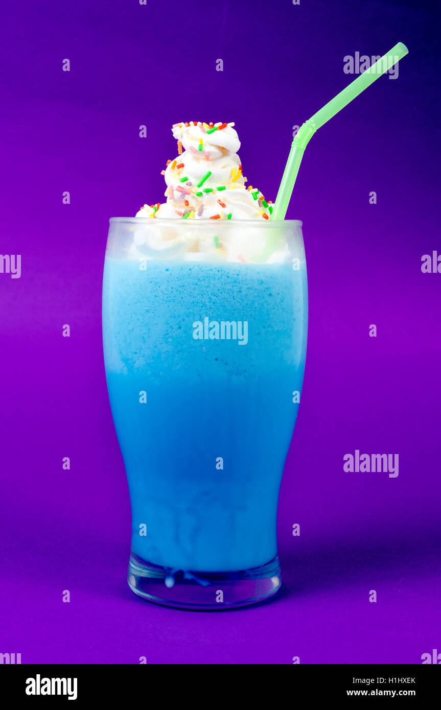 Blue milk shake Stock Photo - Alamy