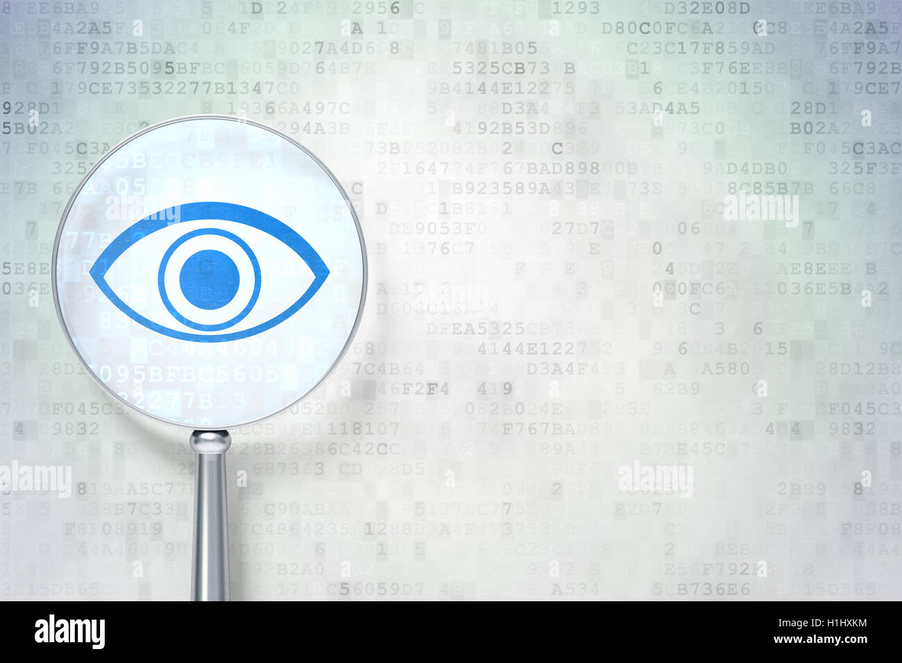 Privacy concept: Eye with optical glass on digital background Stock ...