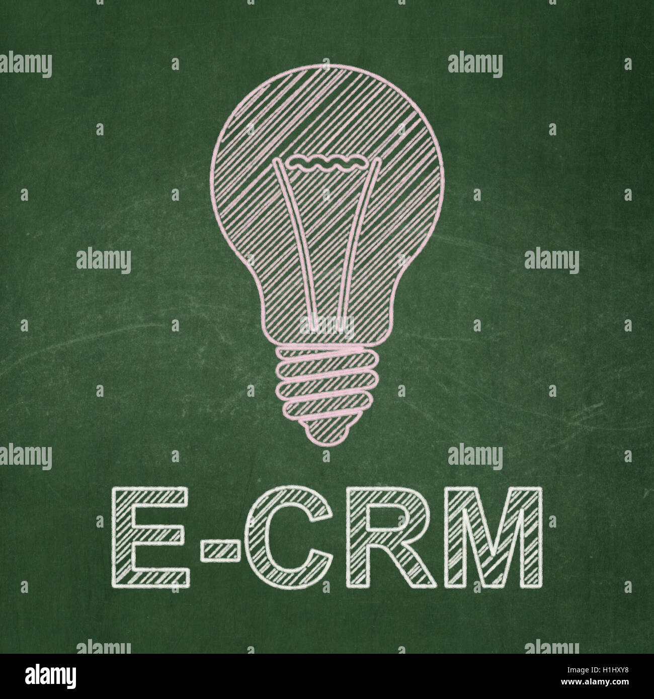Finance concept: Light Bulb and E-CRM on chalkboard background Stock ...