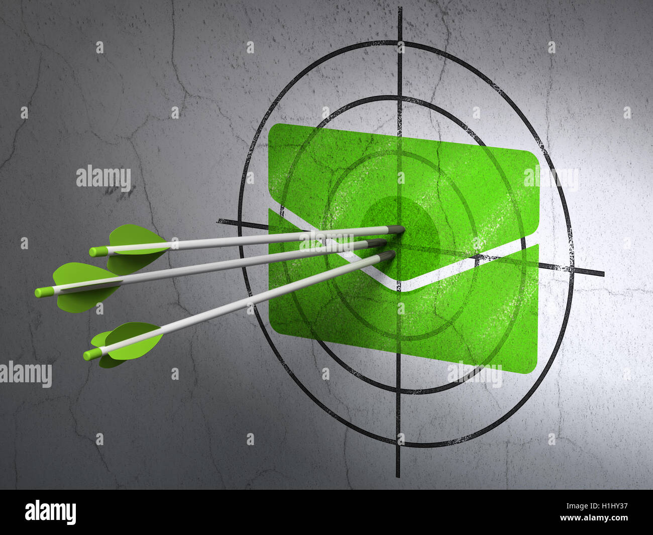 Business concept: arrows in Email target on wall background Stock Photo ...