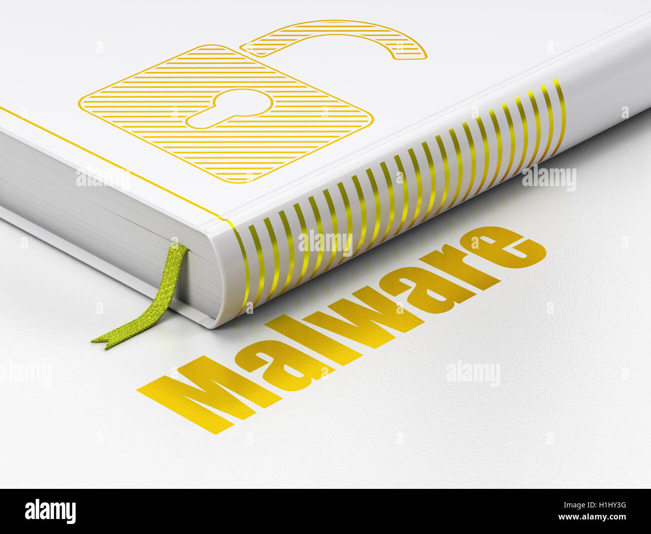 Privacy concept: book Opened Padlock, Malware on white background Stock Photo - Alamy
