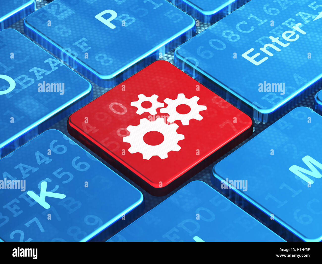Data concept: Gears on computer keyboard background Stock Photo - Alamy