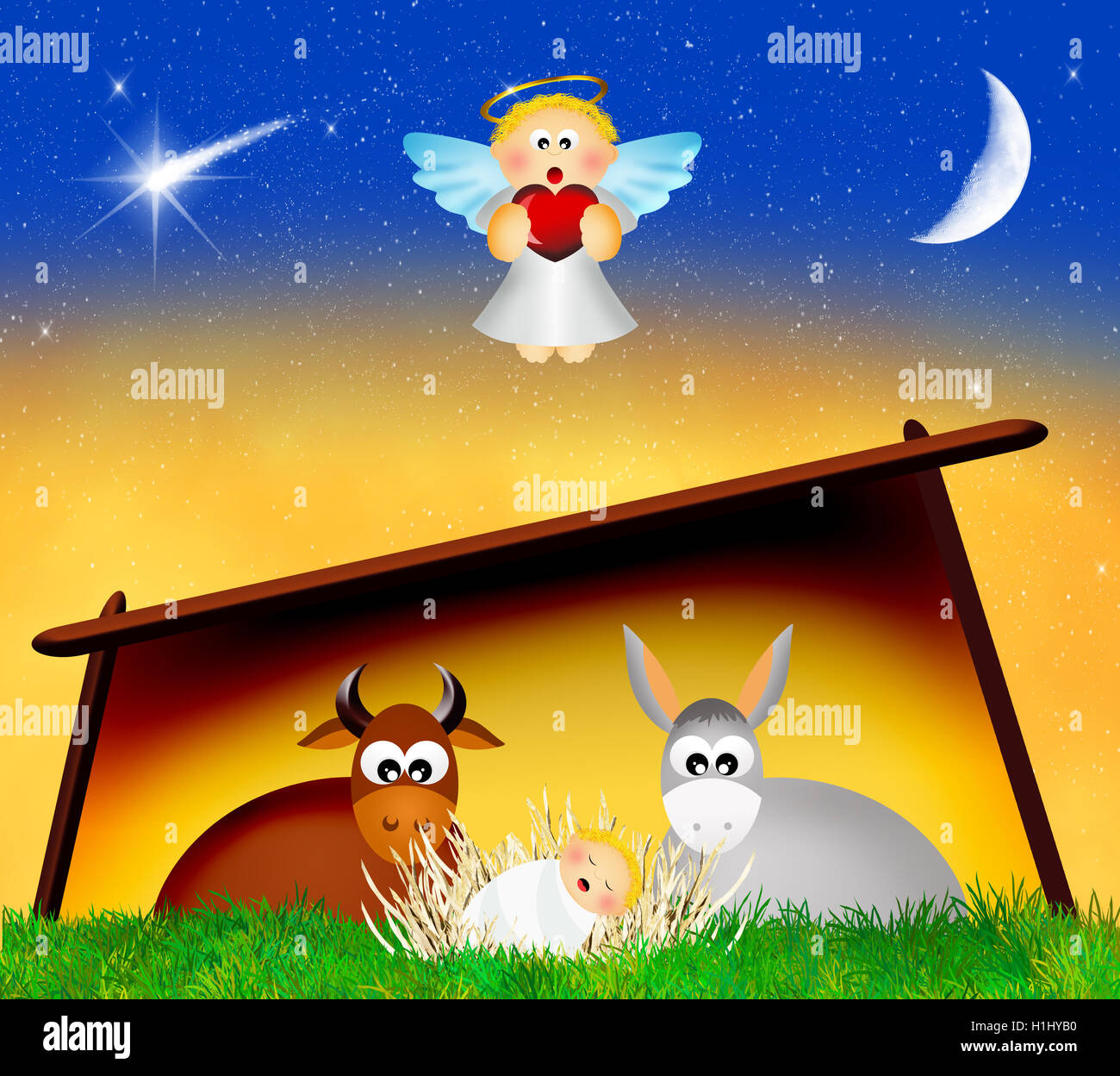 Nativity scene cartoon Stock Photo - Alamy