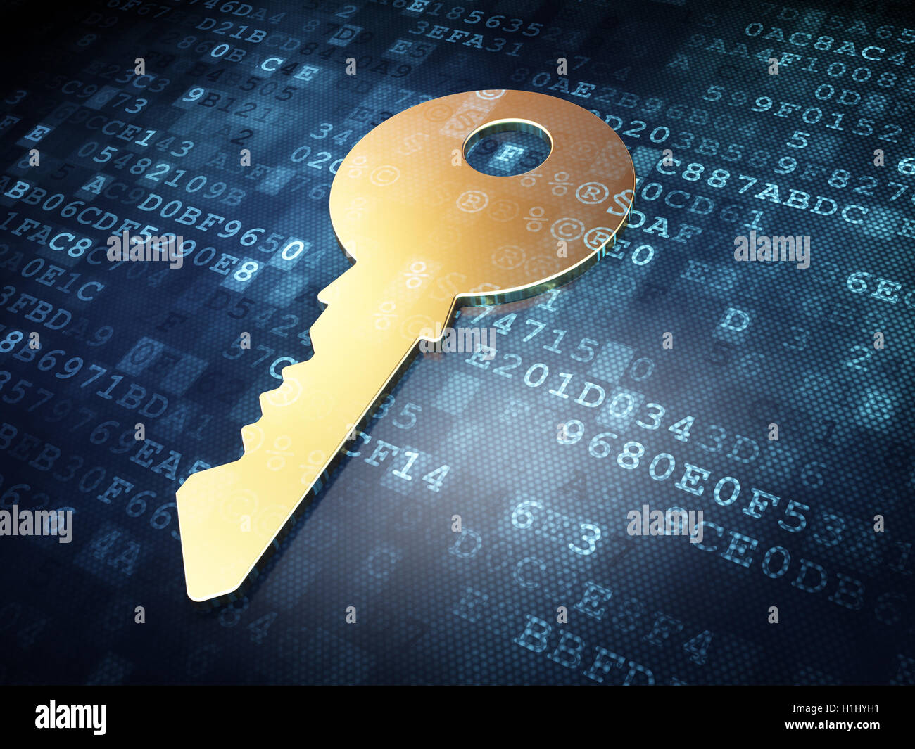 Safety concept: Golden Key on digital background Stock Photo - Alamy