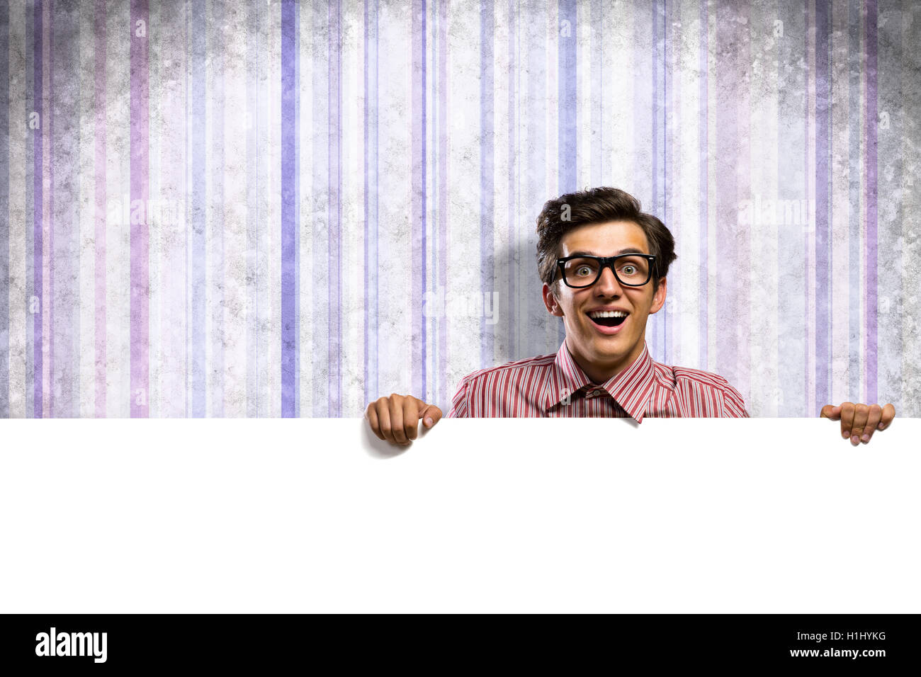 man holding a banner Stock Photo - Alamy