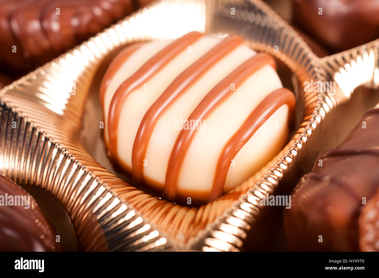 Praline in box Stock Photo - Alamy