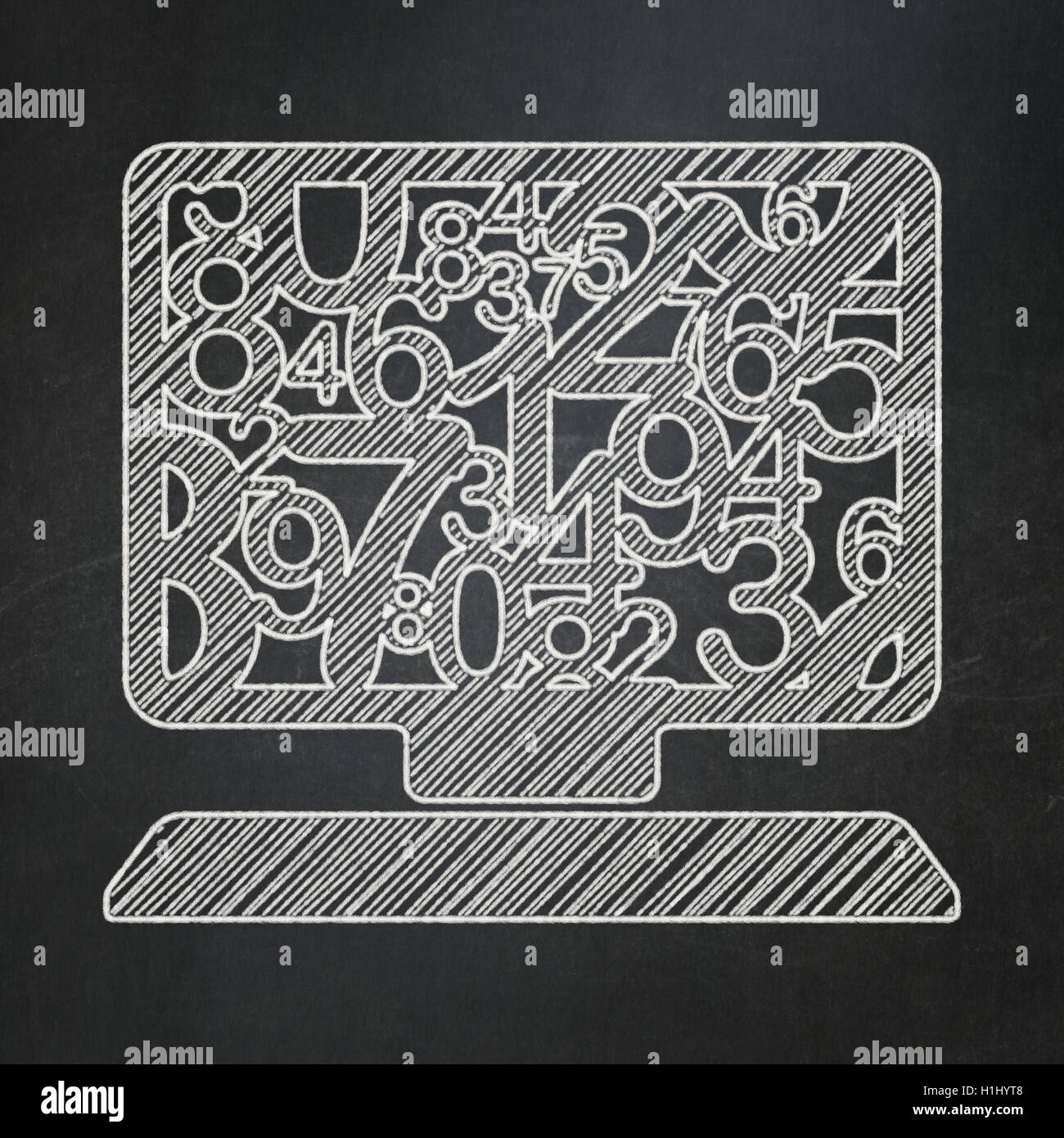 Education concept: Computer Pc on chalkboard background Stock Photo - Alamy