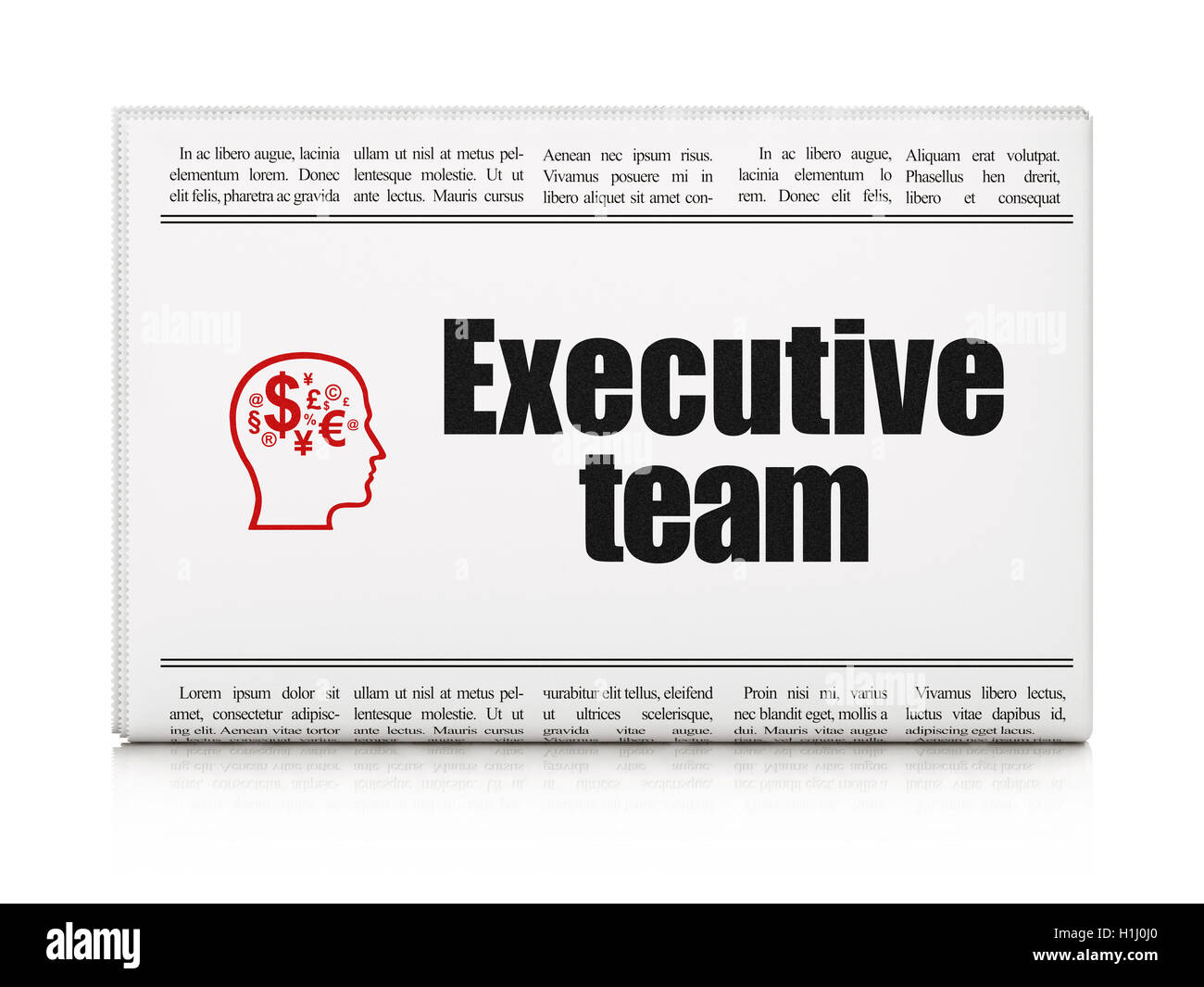 Business concept: newspaper with Executive Team and Head With Finance ...