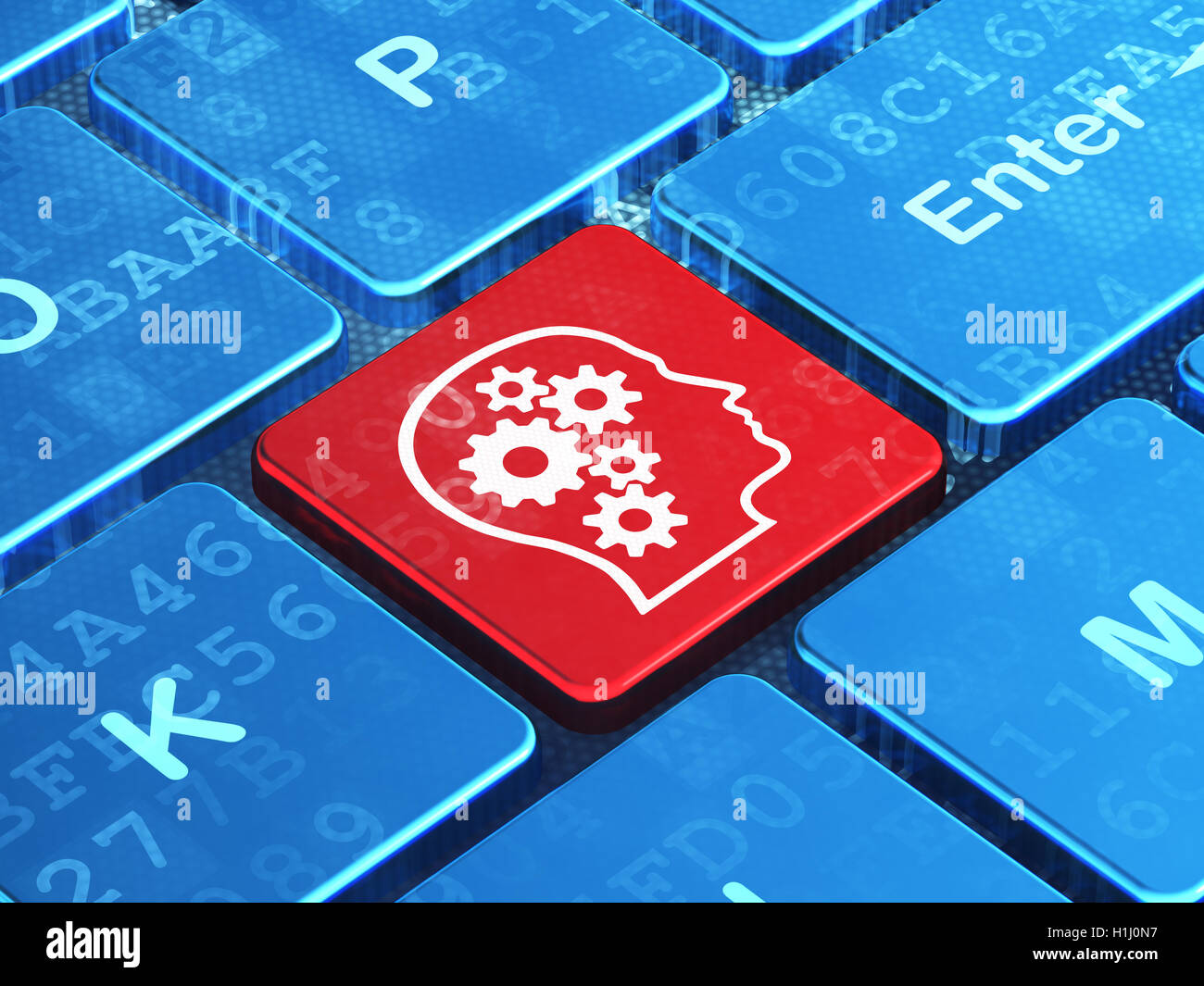 Business concept: Head With Gears on computer keyboard background Stock ...