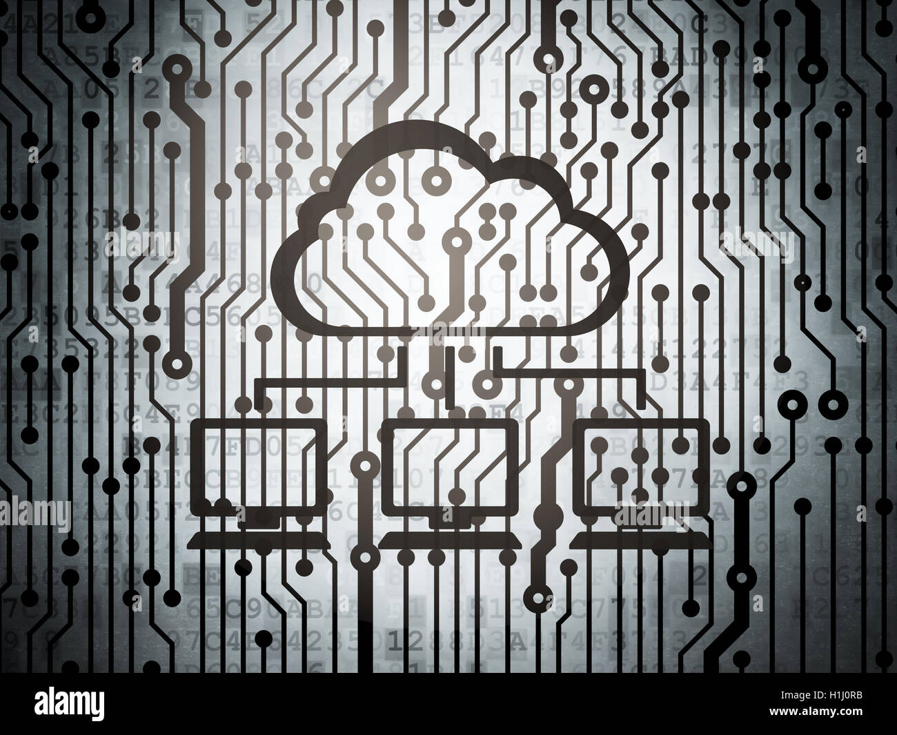 Cloud networking concept: circuit board with Cloud Network Stock Photo ...