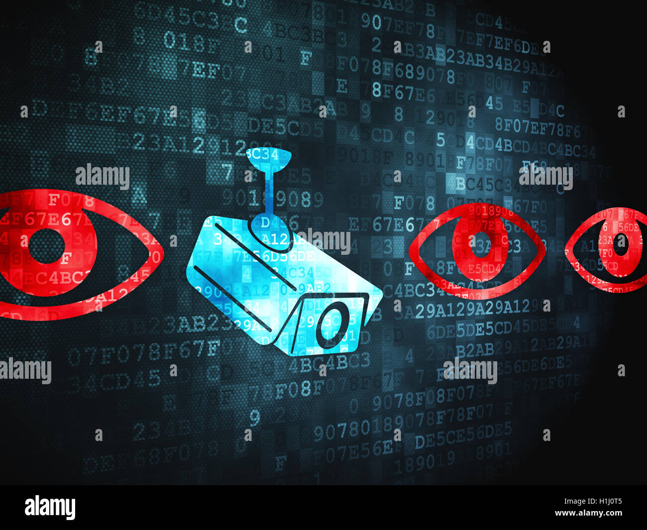 Protection concept: Camera And Eye on digital background Stock Photo ...